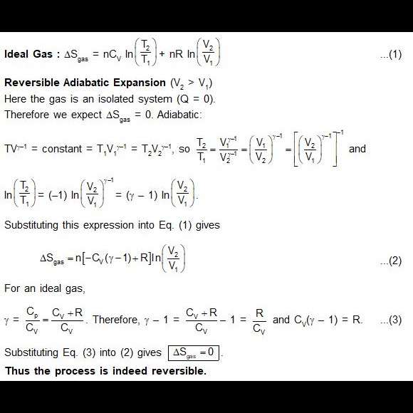 The CORRECT expression that corresponds to reversible and adiabatic ...