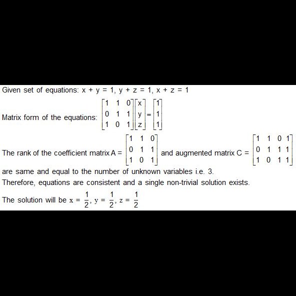 For the given set of equations