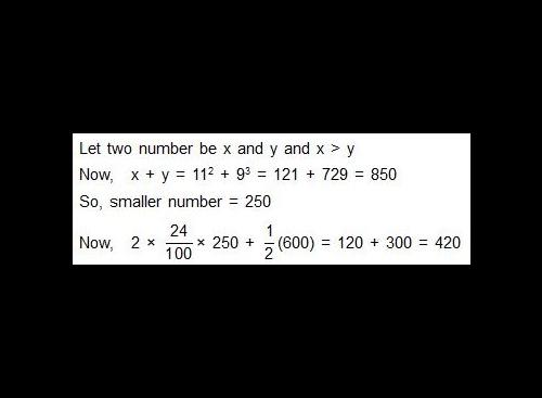 The sum of two numbers is equal to sum of square of 11 and cube of 9 ...
