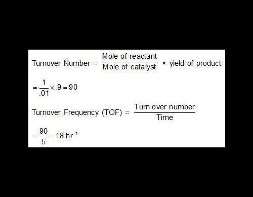The turnover frequency (TOF) for the catalytic reaction.