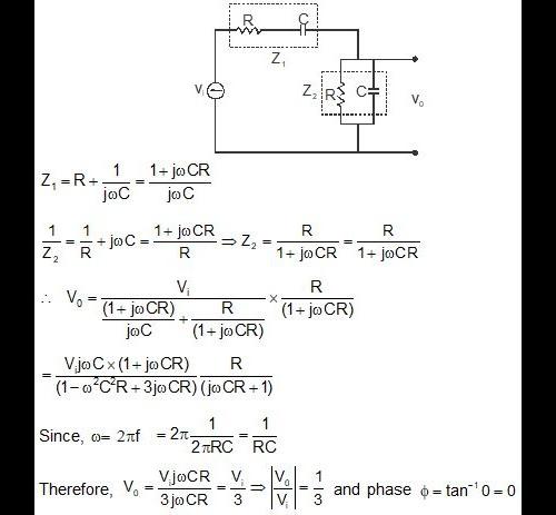 In the following RC network, for an input signal frequency ? = , the ...