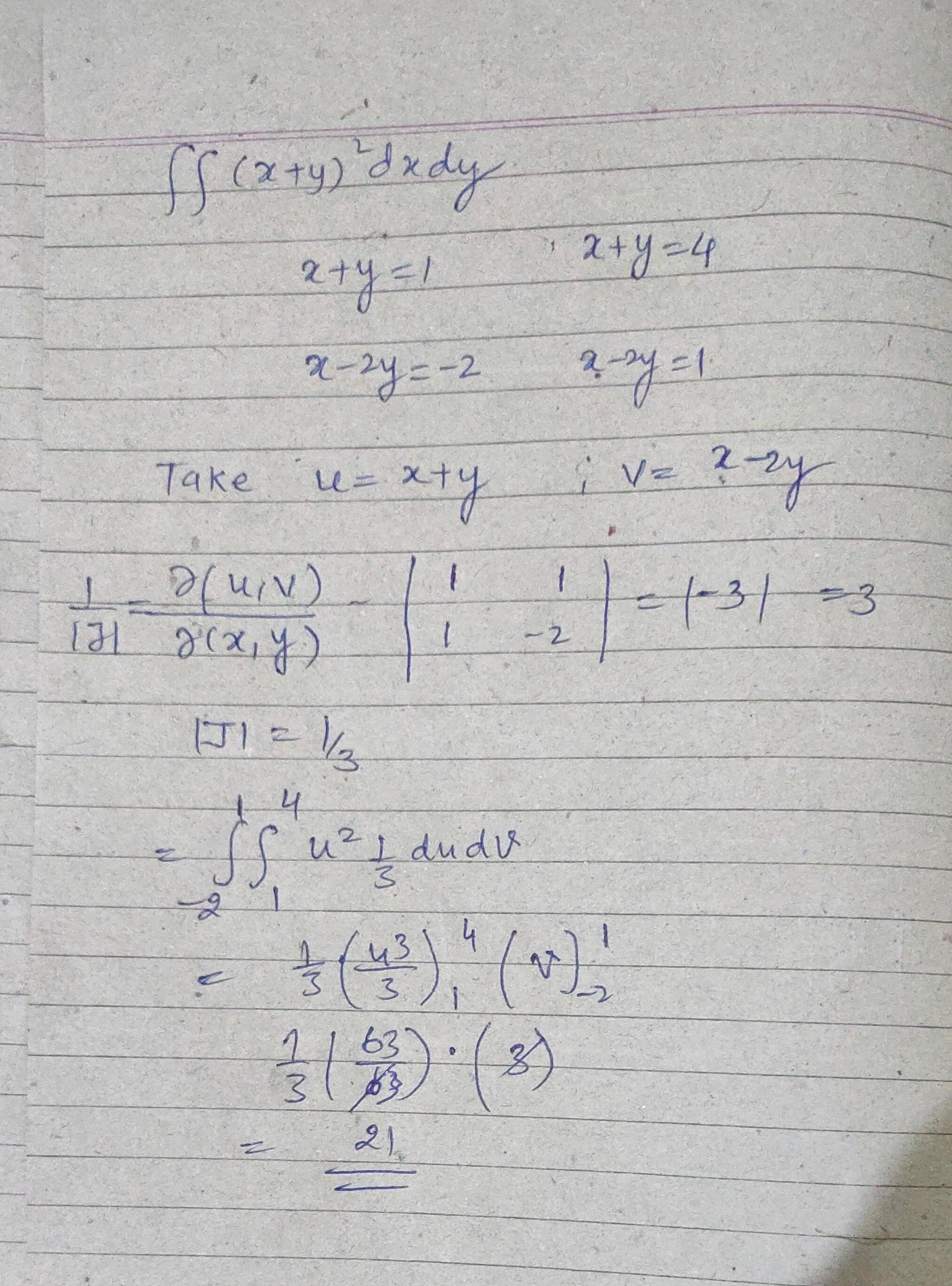 Evaluate X y Dxdy Where R The Region Of Integration Is X Y 1 To X