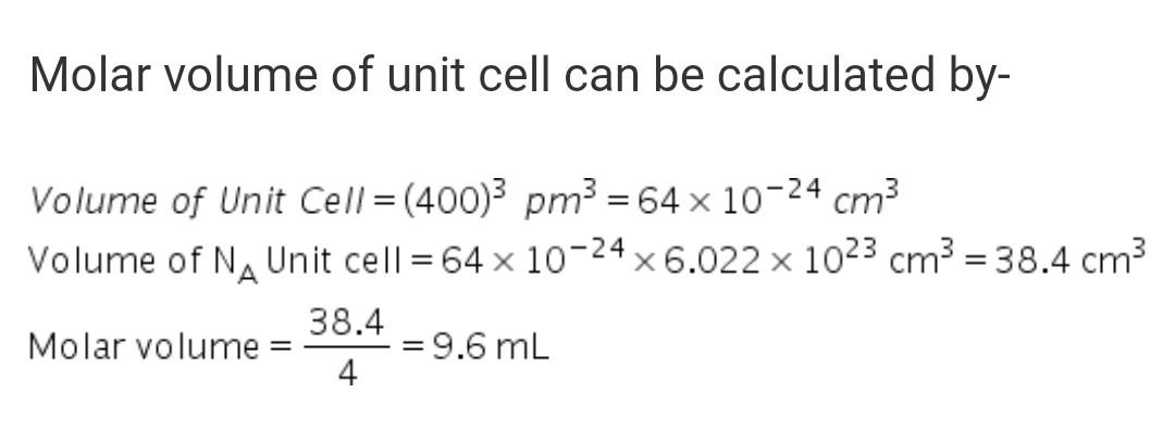 Molar Volume Formula