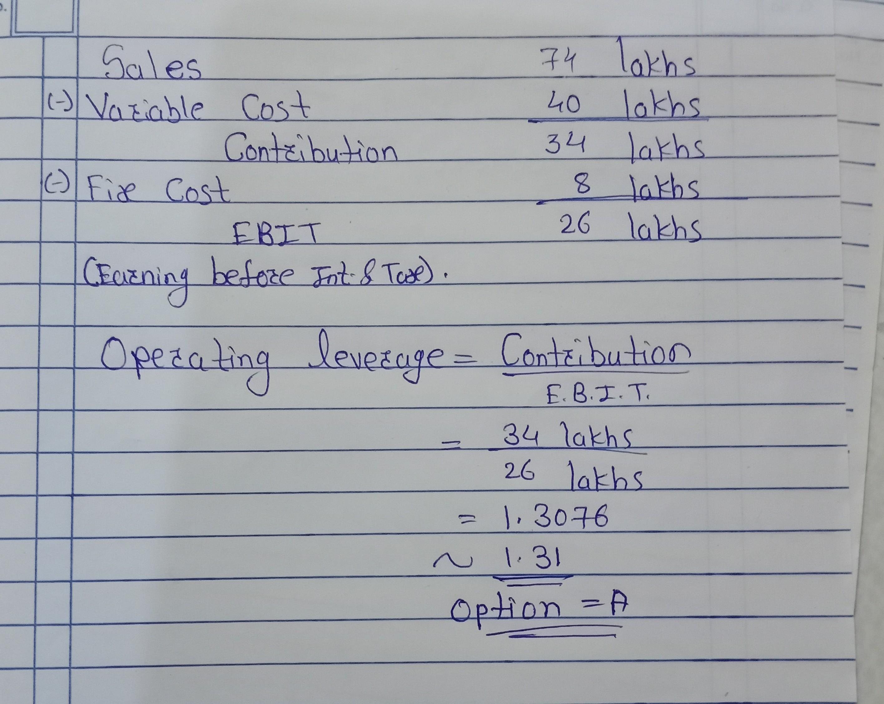 Mcq Question Sales Of A Firm Are Rs 74 Lakh Variable Costs Rs 40 mcq-question-sales-of-a-firm-are-rs-74-lakh-variable-costs-rs-40
