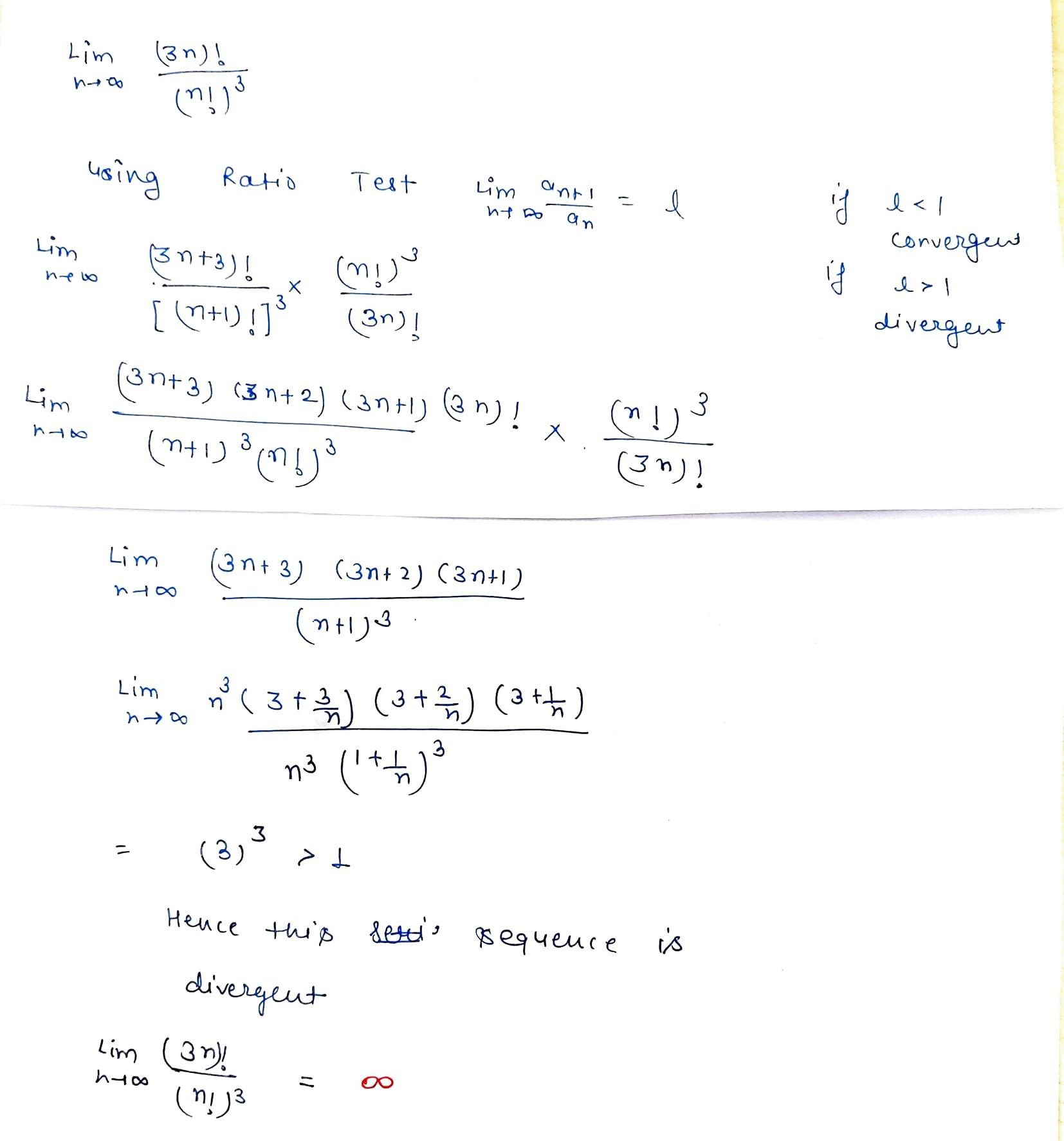 Lim 3n n 3 When N Tends To Infinity