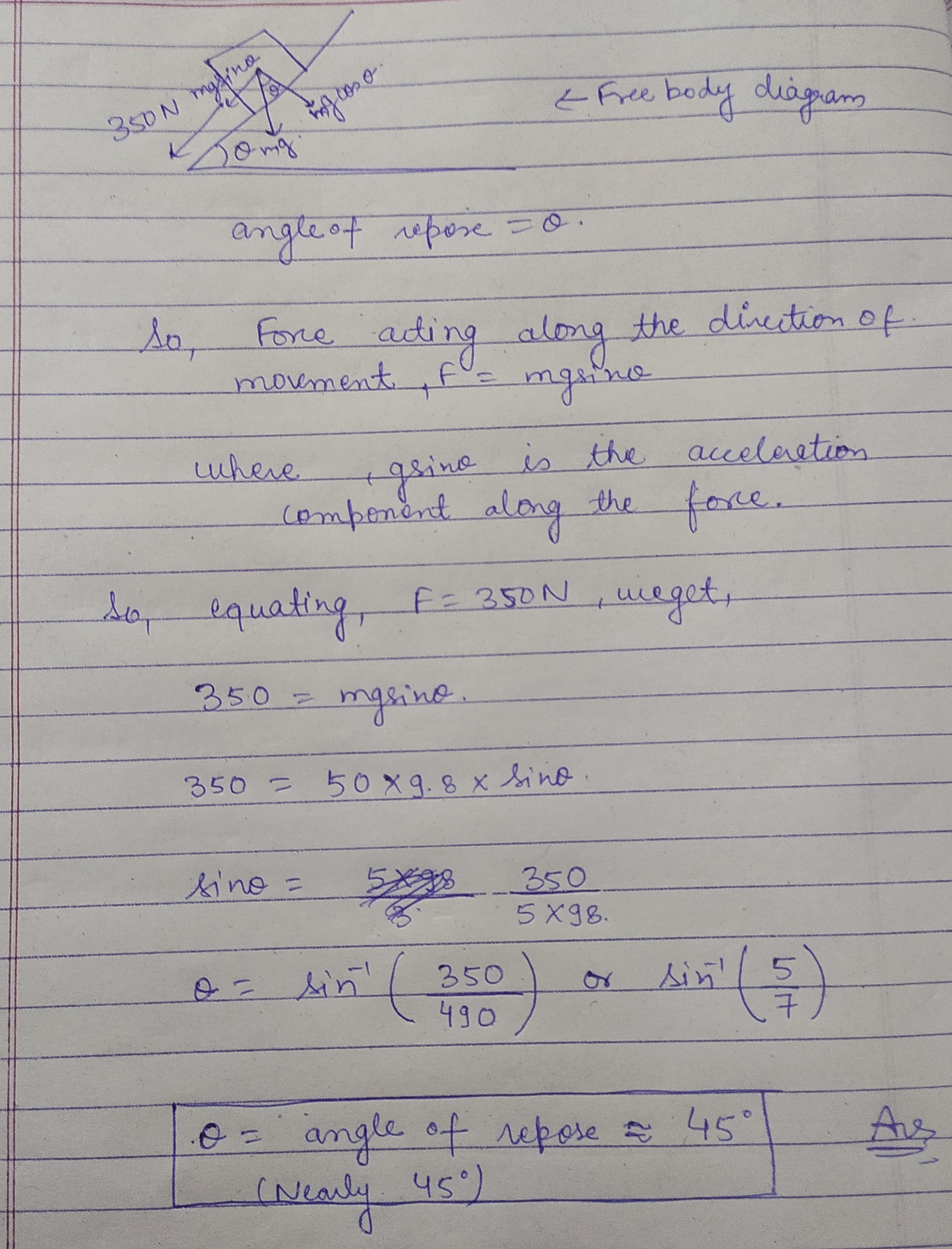 A rectangular block of rock with mass 50 kg started sliding in a slope ...
