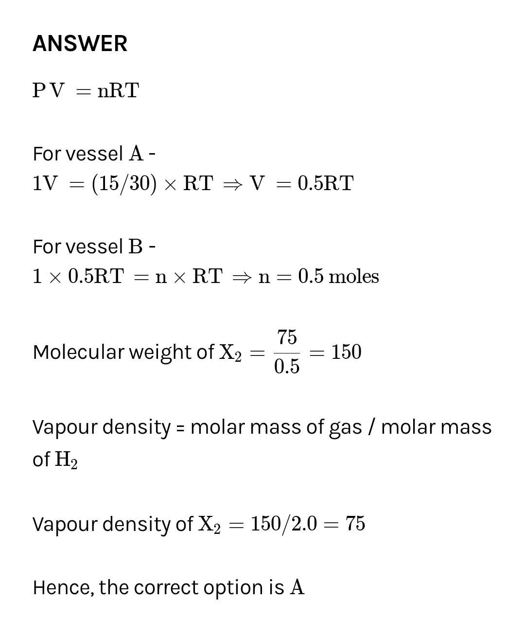 (a) 11 (6) 12 () 13 a and b are two identical vessels. a contains 15g ethane at latm
