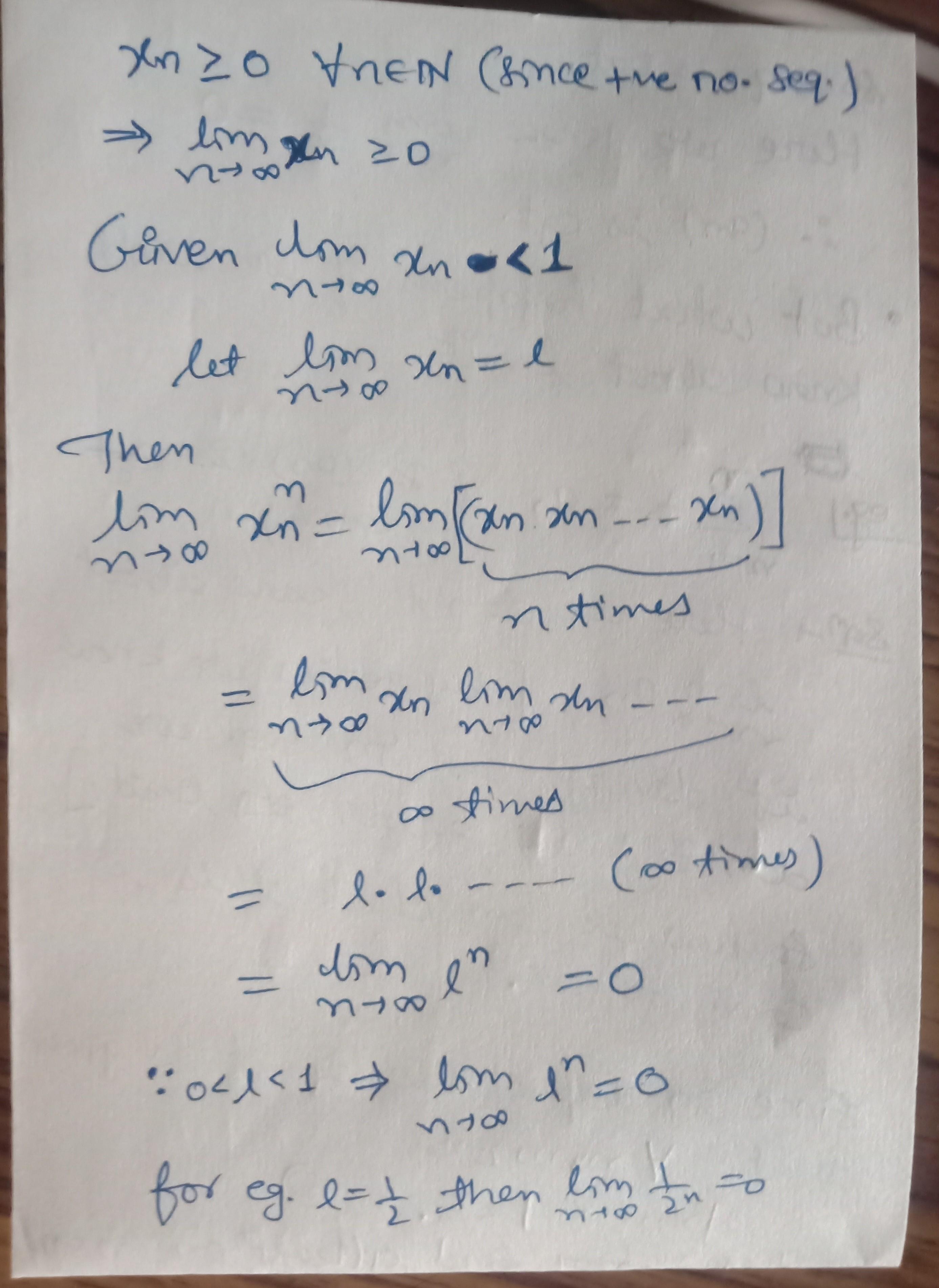 Let (x) be a convergent sequence of positive real numbers such that lim x,