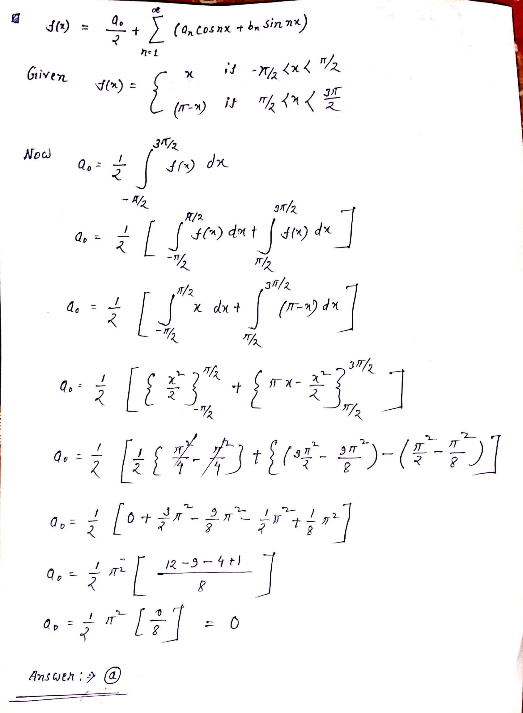. the fourier series of a periodic function (with period 2r) is given ...