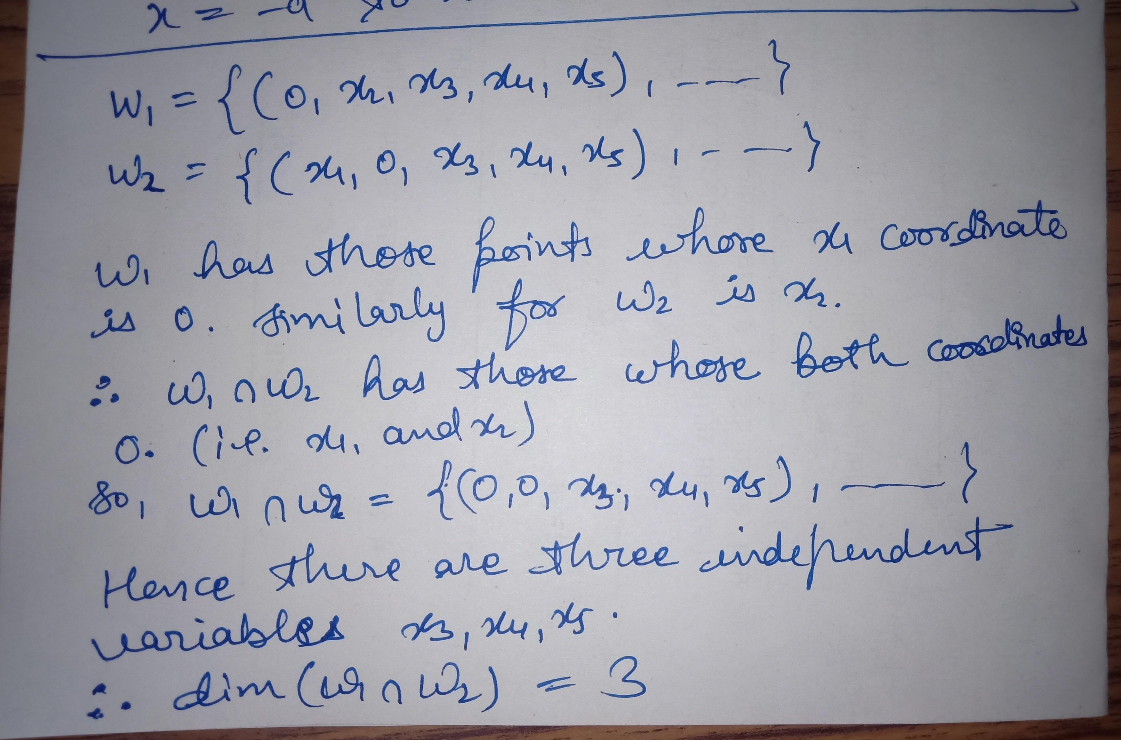 5 If W 0 x2 Xg x4 x5 X2 X3 x4 xs E R And W x1 0 X3 x4 Xs