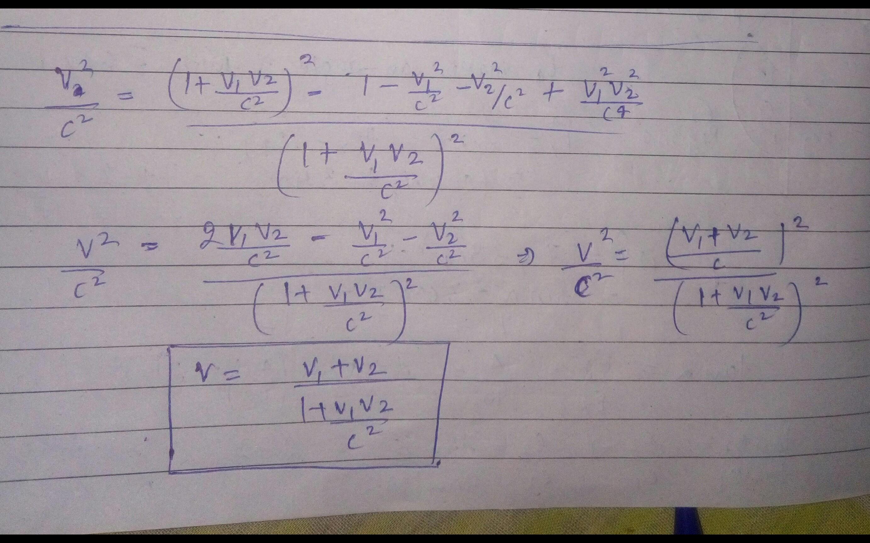 Q150 Two Successive Lorentz Transformations With Velocities V And V In Same Direction