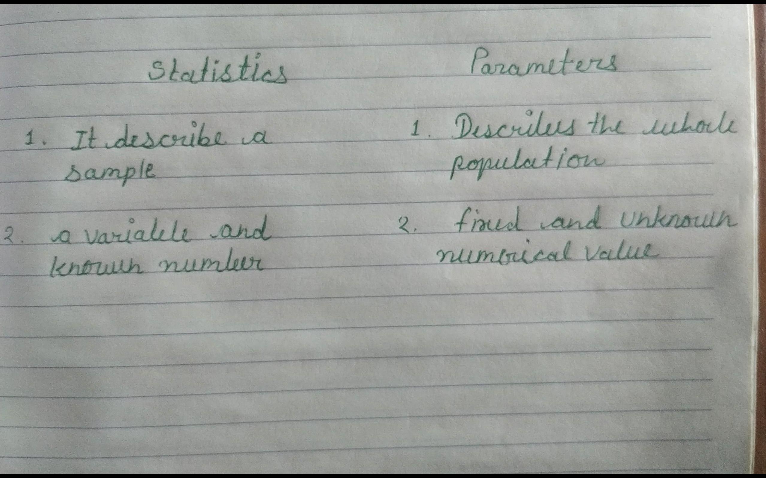What Is The Difference Between Statistics And Parameters 