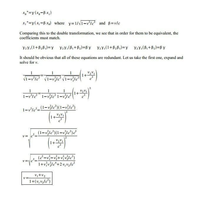 Q150 Two Successive Lorentz Transformations With Velocities V And V In Same Direction