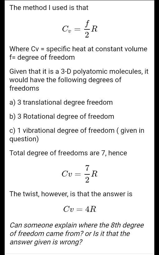 L. an ideal gas consists of three dimensional polyatomi olecules. the ...