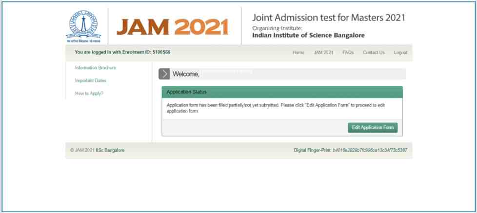 IIT JAM Application Form 2021 - Check the Registration Process