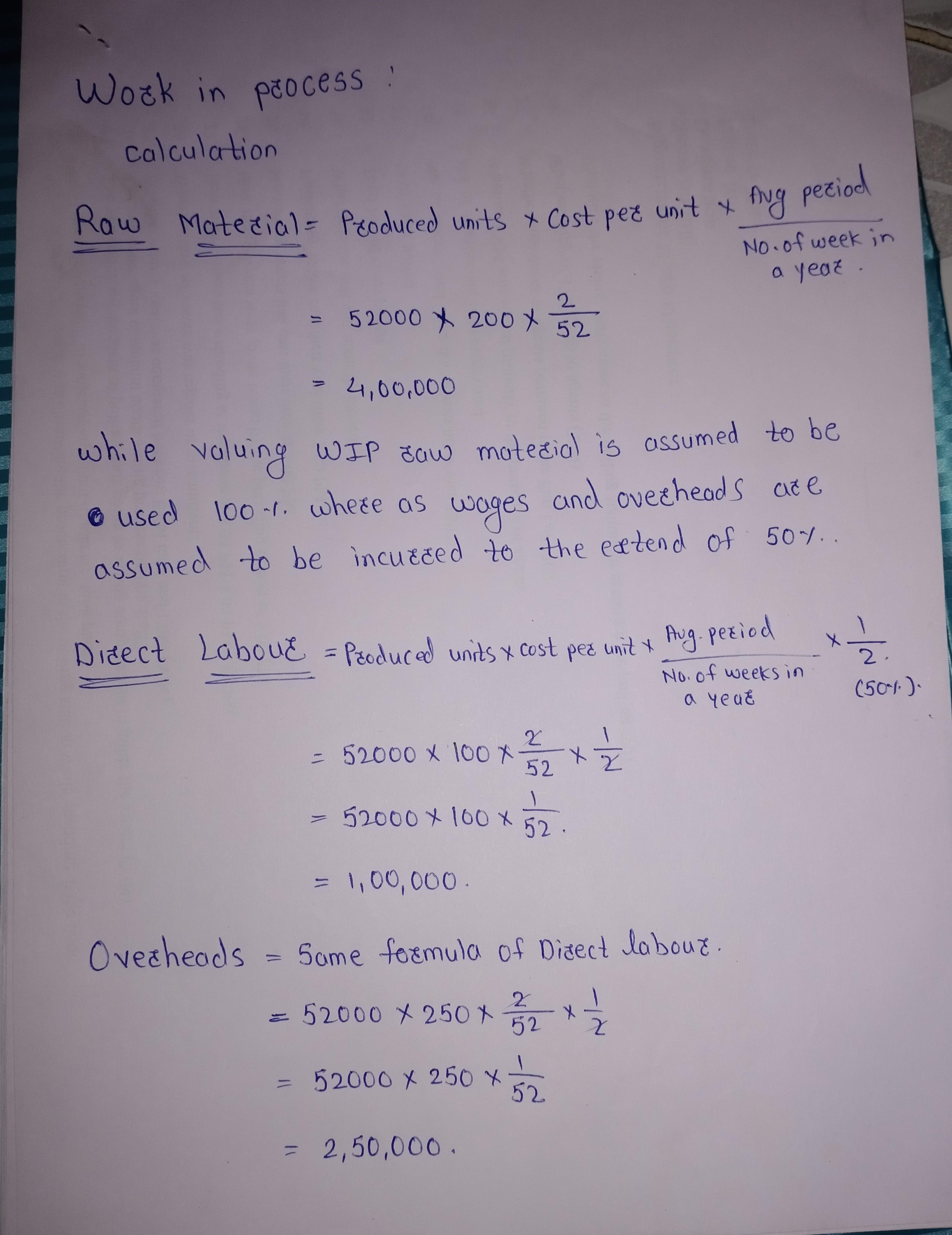 How work in progress and creditors are assumed
