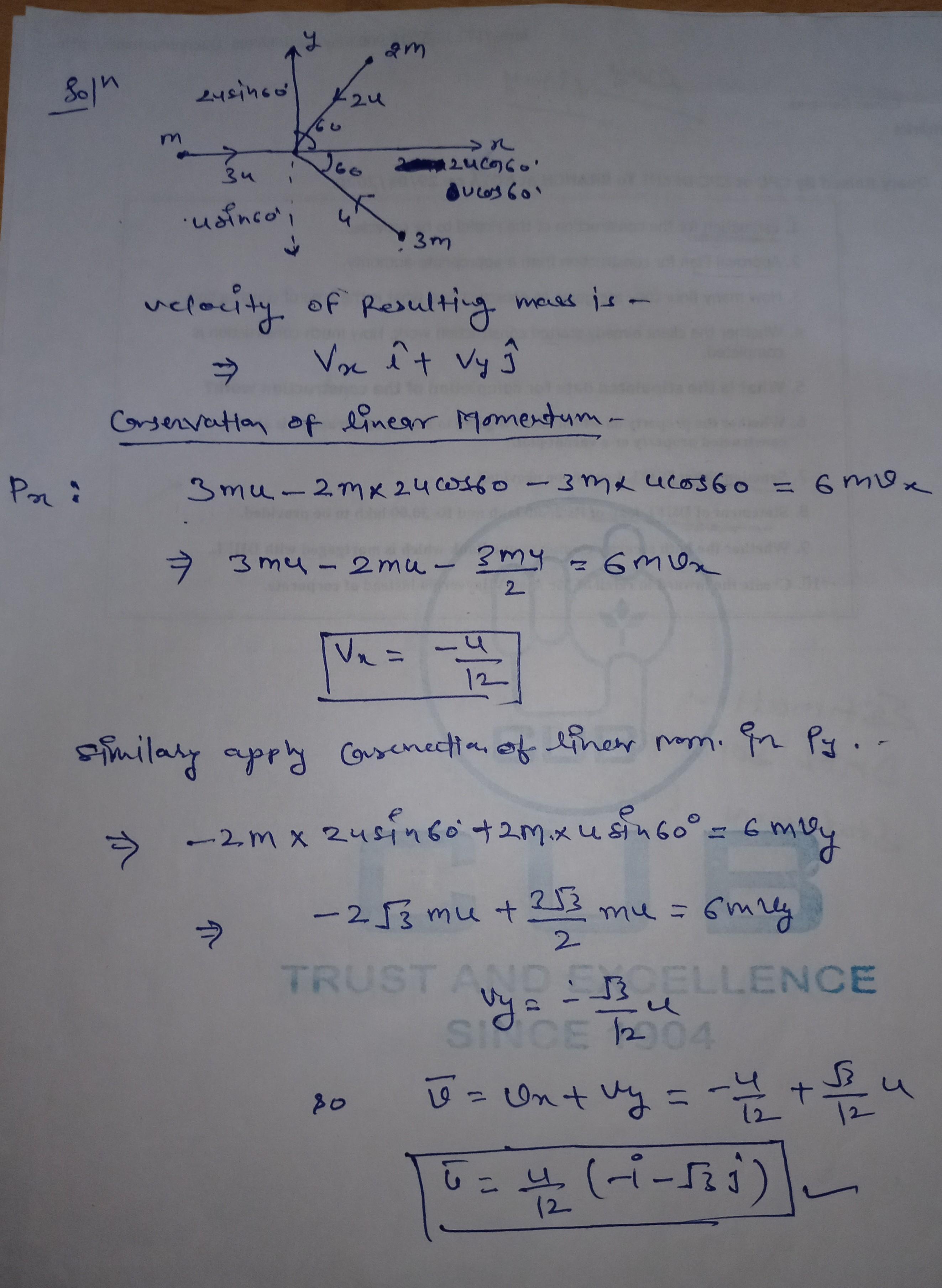 Three Masses M 2m And 3m Are Moving In Xy plane With Speeds 3u 2u And three-masses-m-2m-and-3m-are-moving-in-xy-plane-with-speeds-3u-2u-and