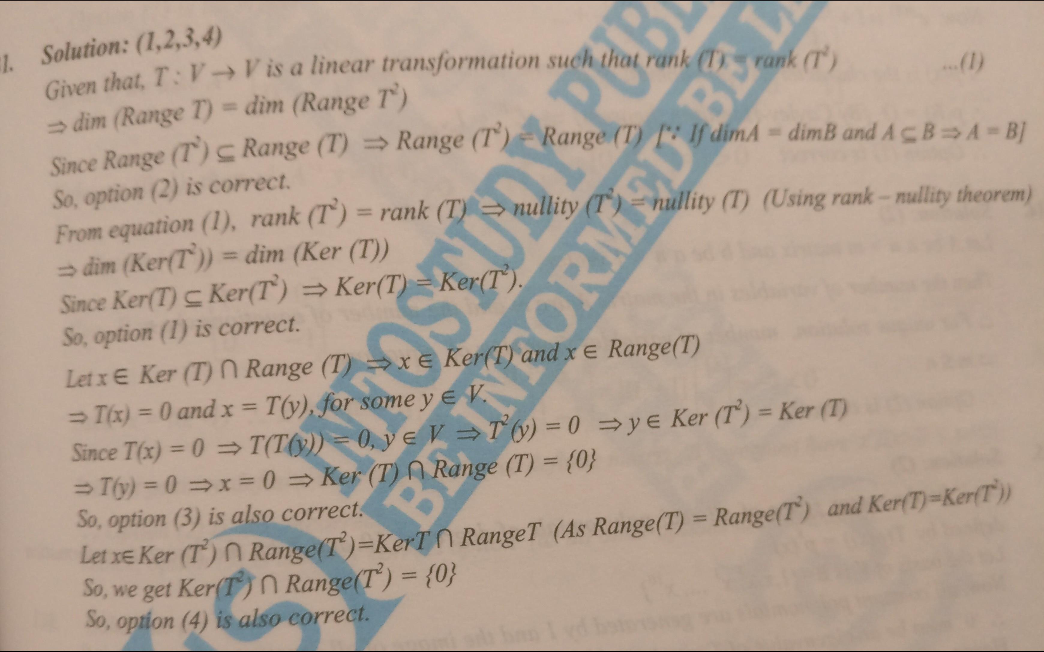 74 Let V Be A Finite Dimensional Vector Space Over R Let T V V Be A Linear Transformation