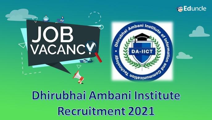 Opening at DA-IICT - For the post of JRF under DST sponsored project