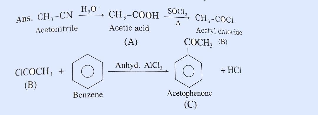 How to prepare acetonitrile from acetophenone