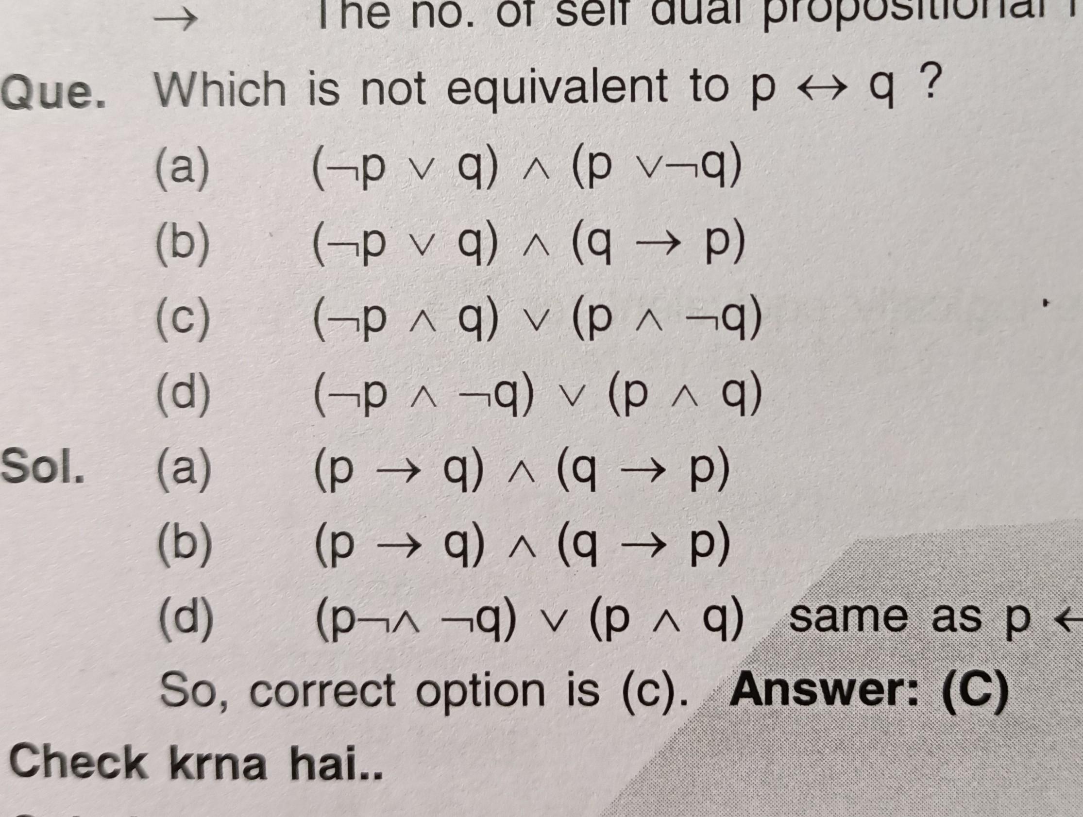 P Implies Q Biconditional Negation Of P Or Q Is A Tautology