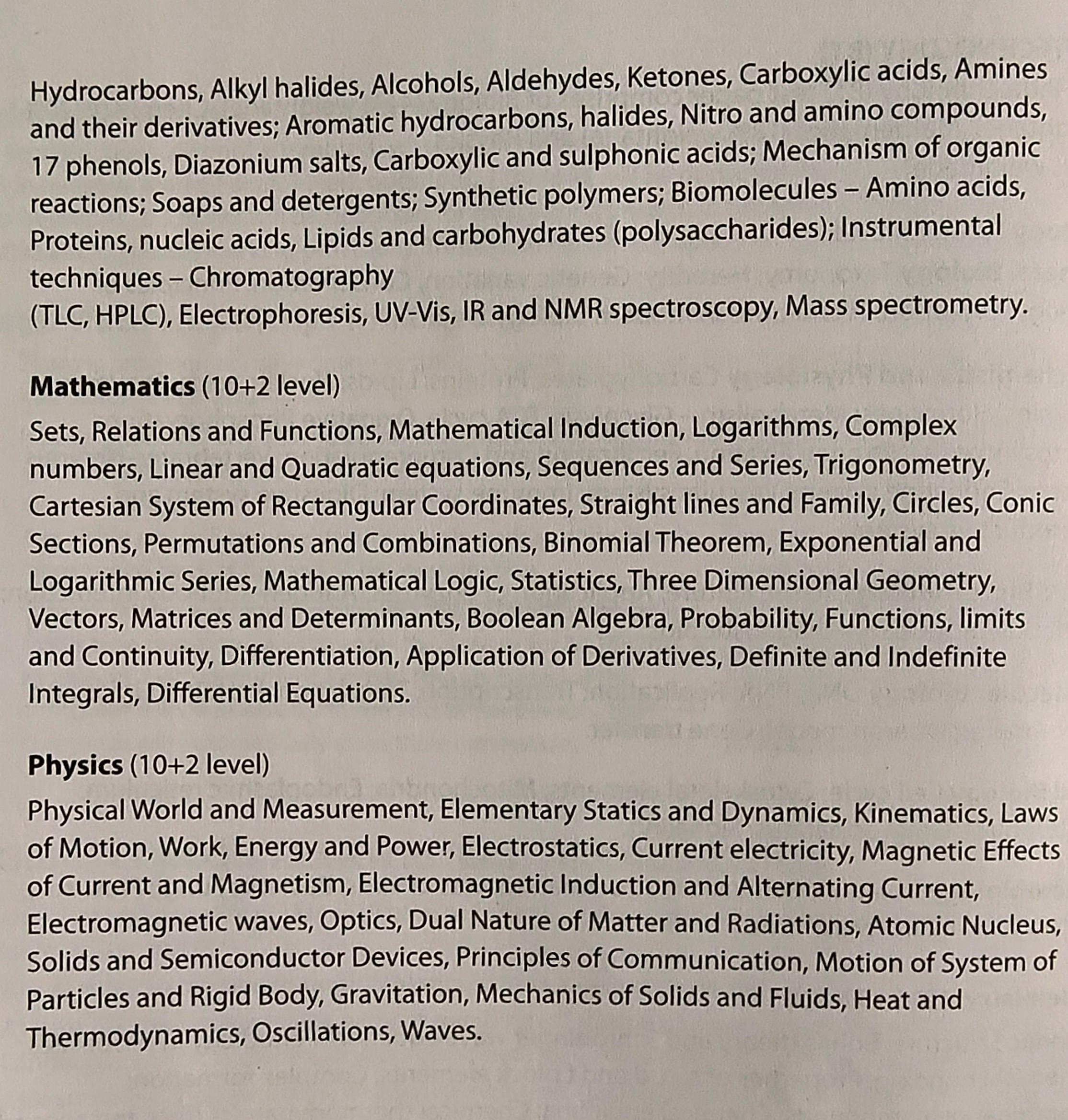 Syallabus for iit jam biotechnology