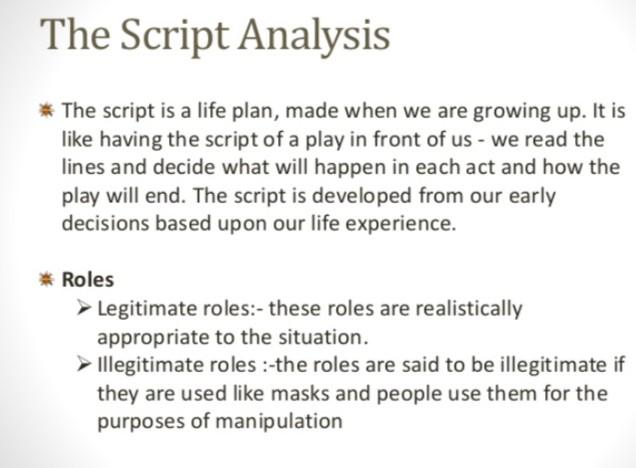 Script analysis in ta in detail with roles.