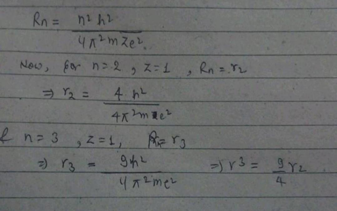Ex If The Radius Of 2nd Bohr Orbit Of Hydrogen Atom Is R The Radius