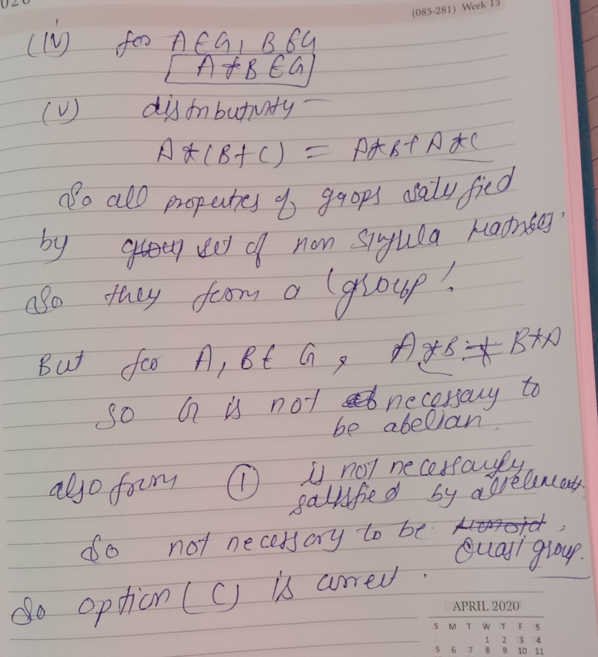 6 The Set Of All Non singular Square Matrices Of Same Order With