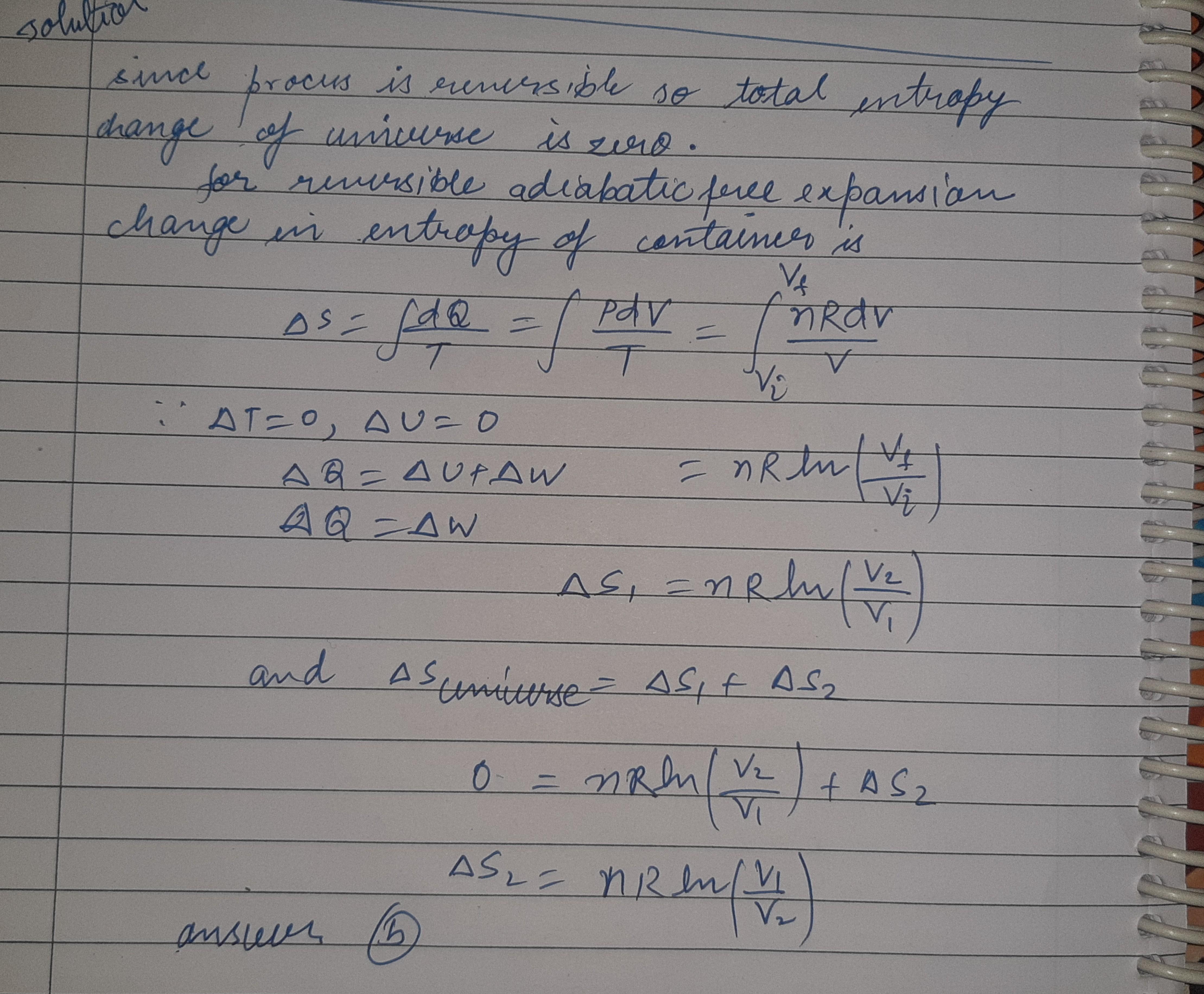 Consider free expansion of one mole of an ideal gas in an adiabatic ...