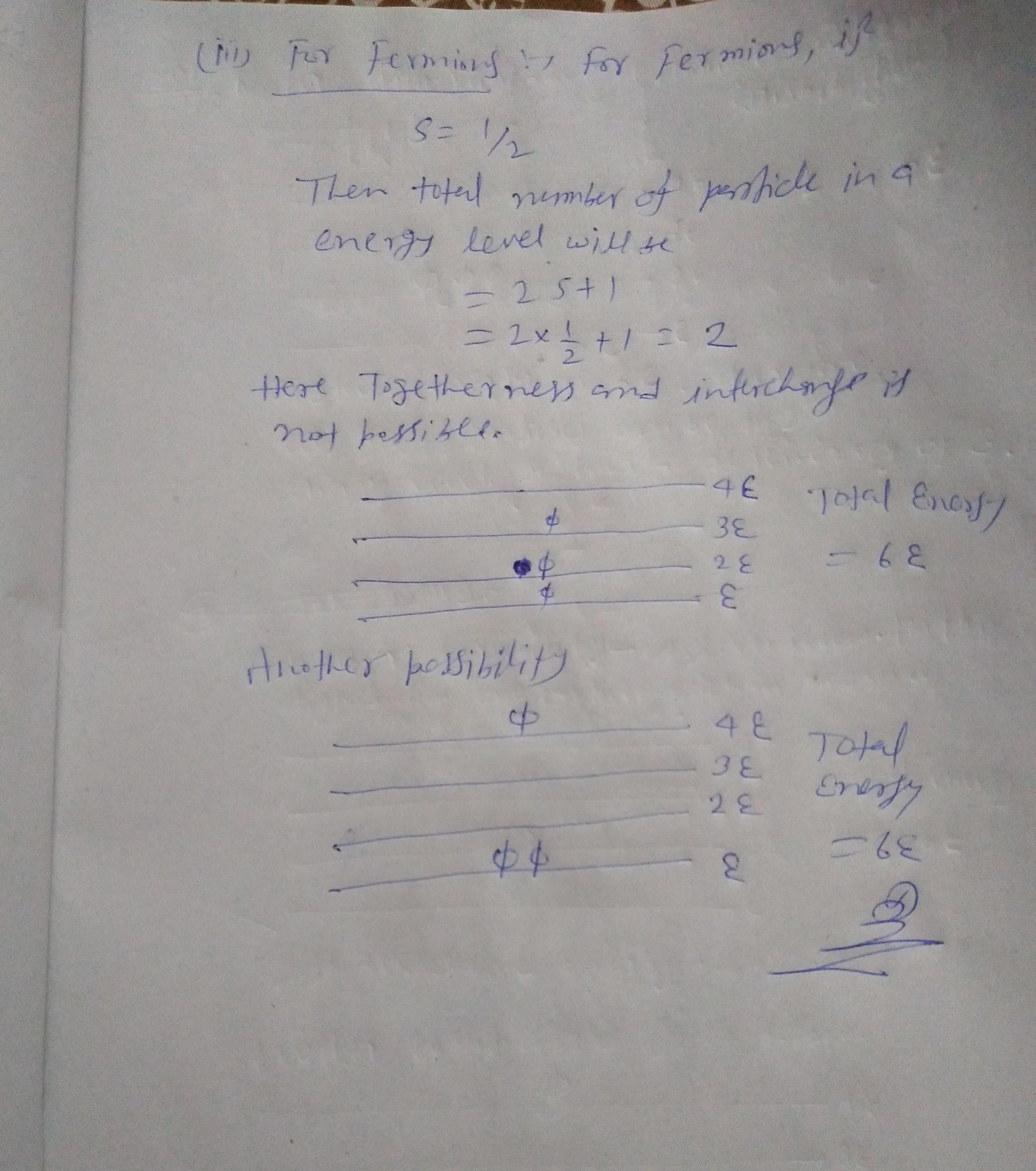 Three particles with total energy 6e are distributed among 4 energy ...