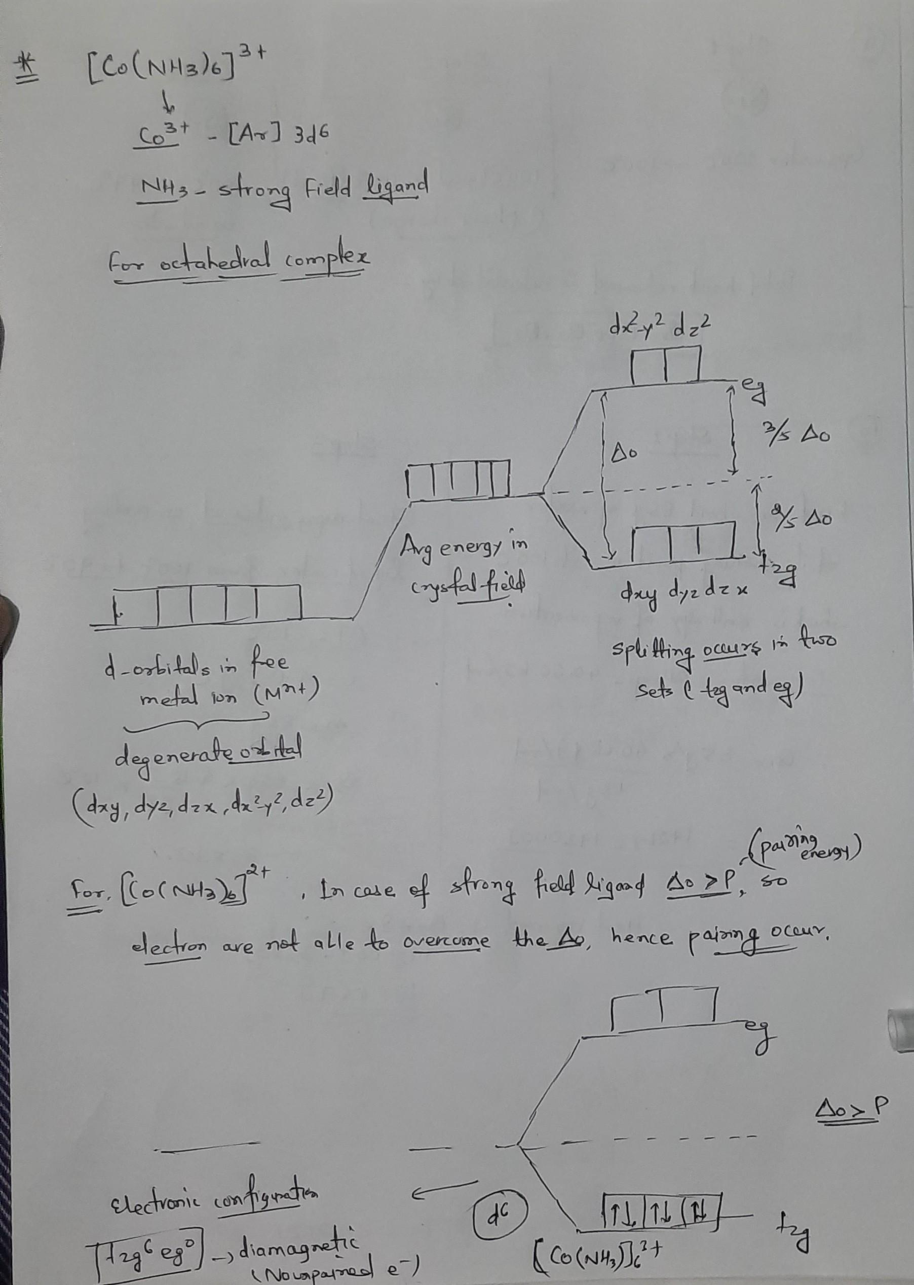 Using crystal field theory (cft), for the [co(nh3)%]\u00b0\" ion (a ...