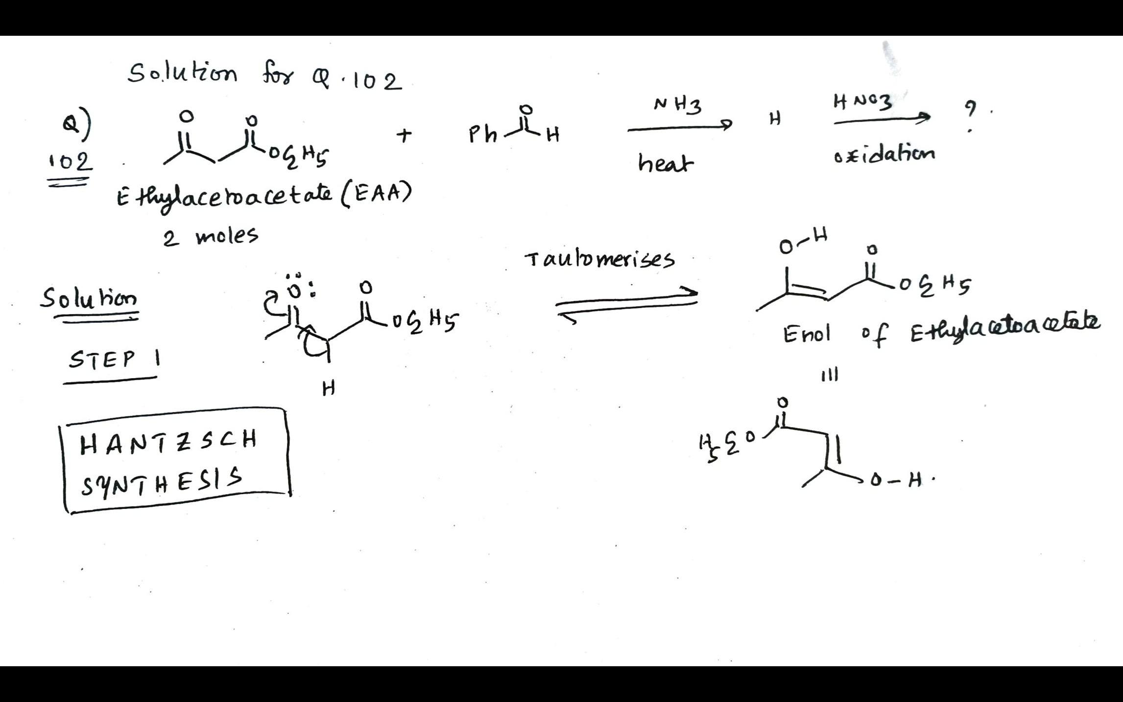(b) identifly h and i in the reactions below hno nh3 +phcho heat ...