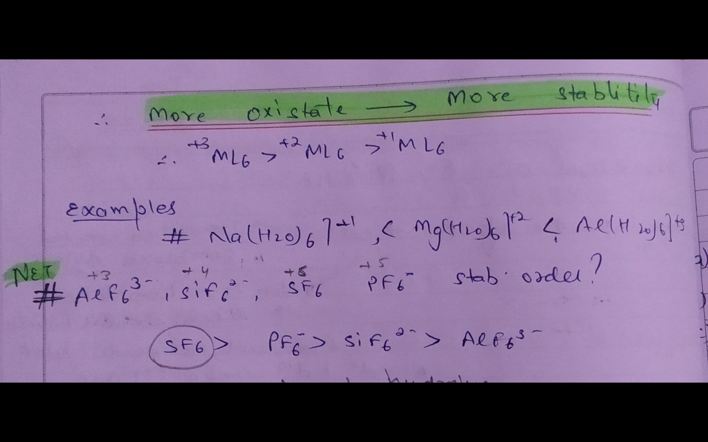 Sir i am confused how to arranged the complexes according to their ...