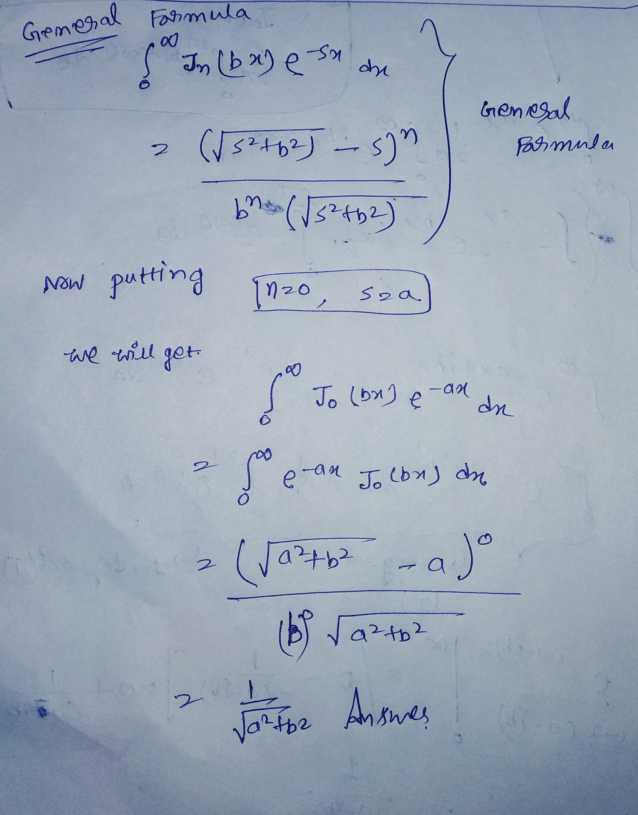 Ex. prove that 1 eax j(bx) dx = - va +b2