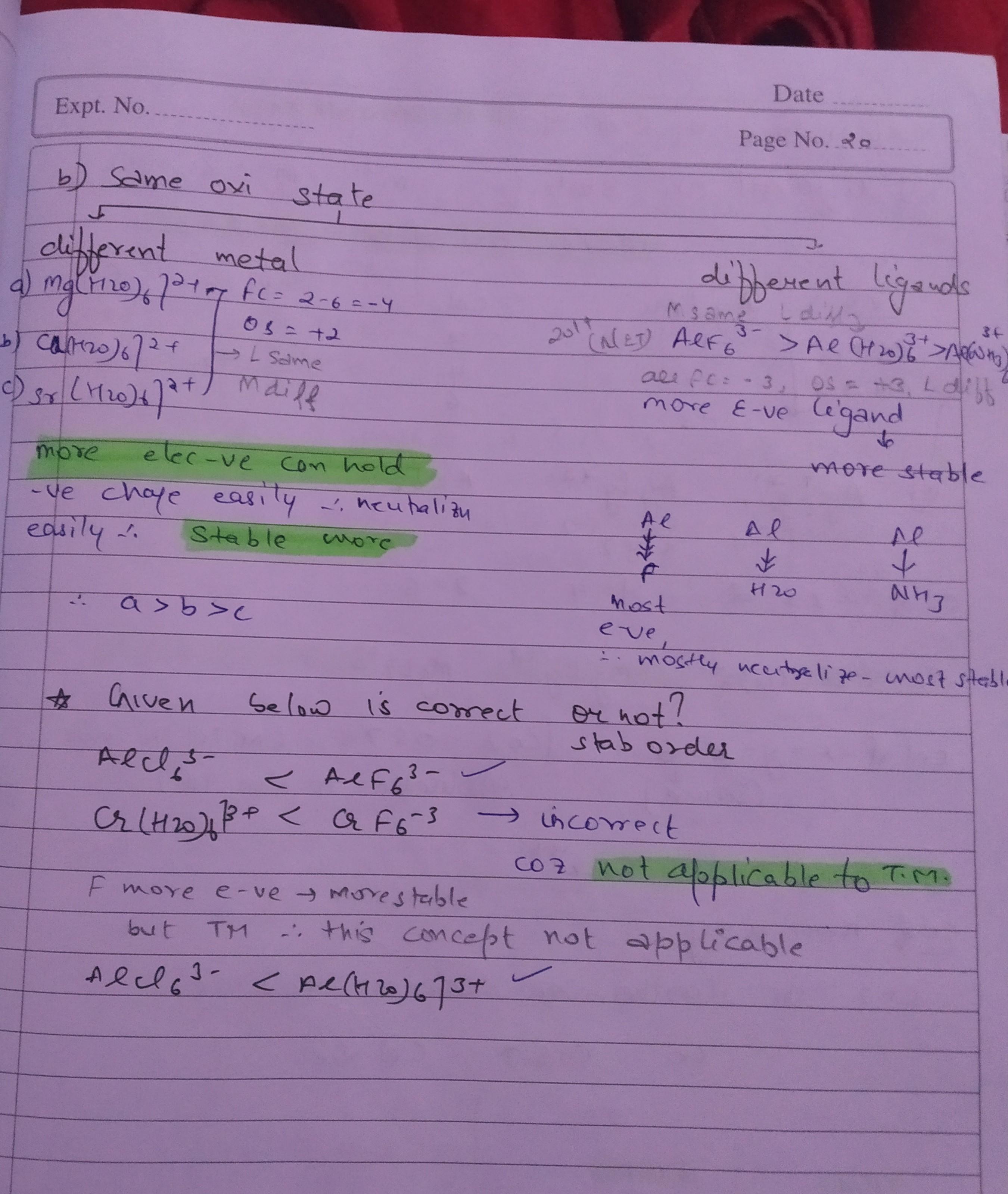 Sir i am confused how to arranged the complexes according to their ...