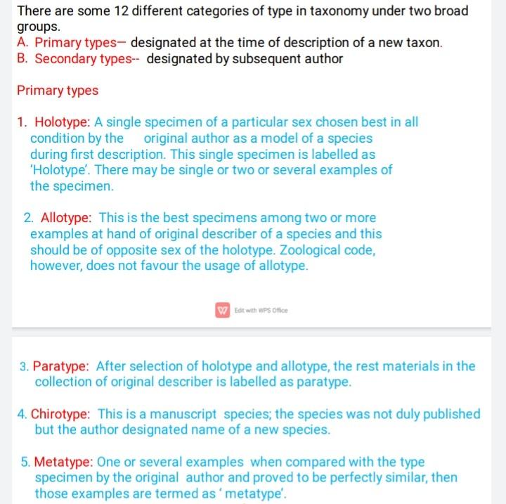 I couldn't understand the nomenclature types that is the holotype ...