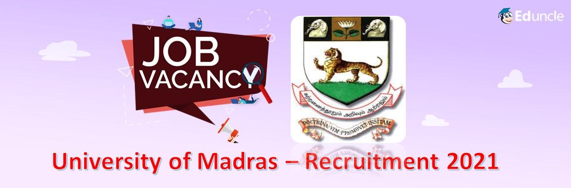 Opening at Madras University - For the Post of JRF under DST-CSRI ...