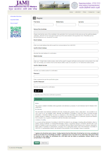 IIT JAM Application Form 2023- Check the Registration Process