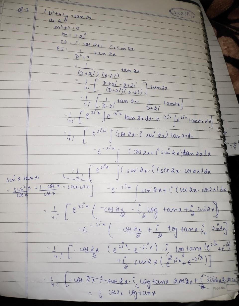 Dy 4 y t +4y =tan 2x