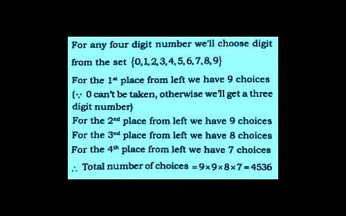The number of 4 digit number with no two digits common is (a) 4536 b ...