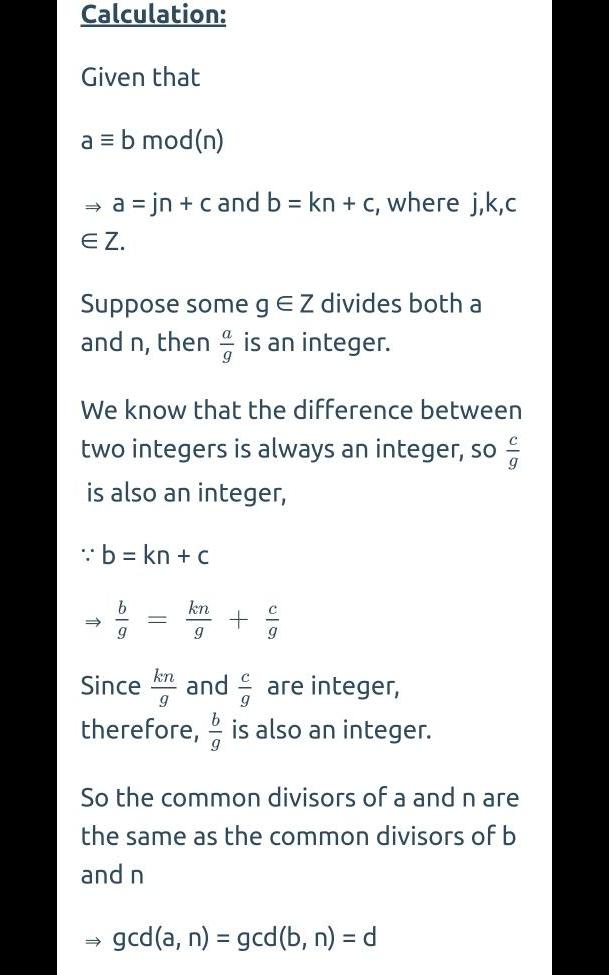 3. ifa =lb (mod n). drove that gocda. n)= gcd(b, n).
