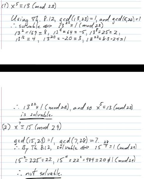 12. determine whether the two congruences x= 13 (mod 23) and x= 15 (mod ...