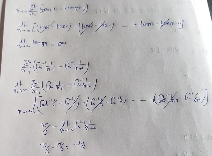 Oo 37. (in vn + 1 - in vn n=l 38. (tan (n) - tan (n 1) n=1 ) 1 cos 39. cos n +1/
