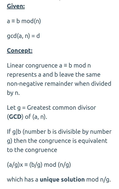 3. ifa =lb (mod n). drove that gocda. n)= gcd(b, n).