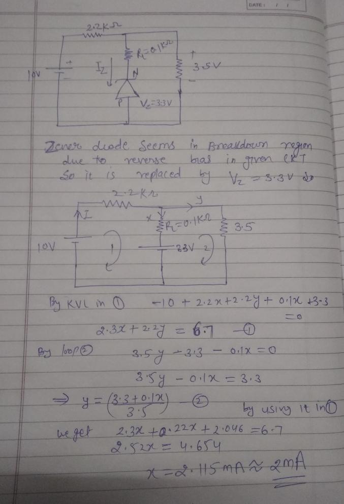 258. the current through the zener diode in figure is 2.2 k2 r=0.1k2 10 ...