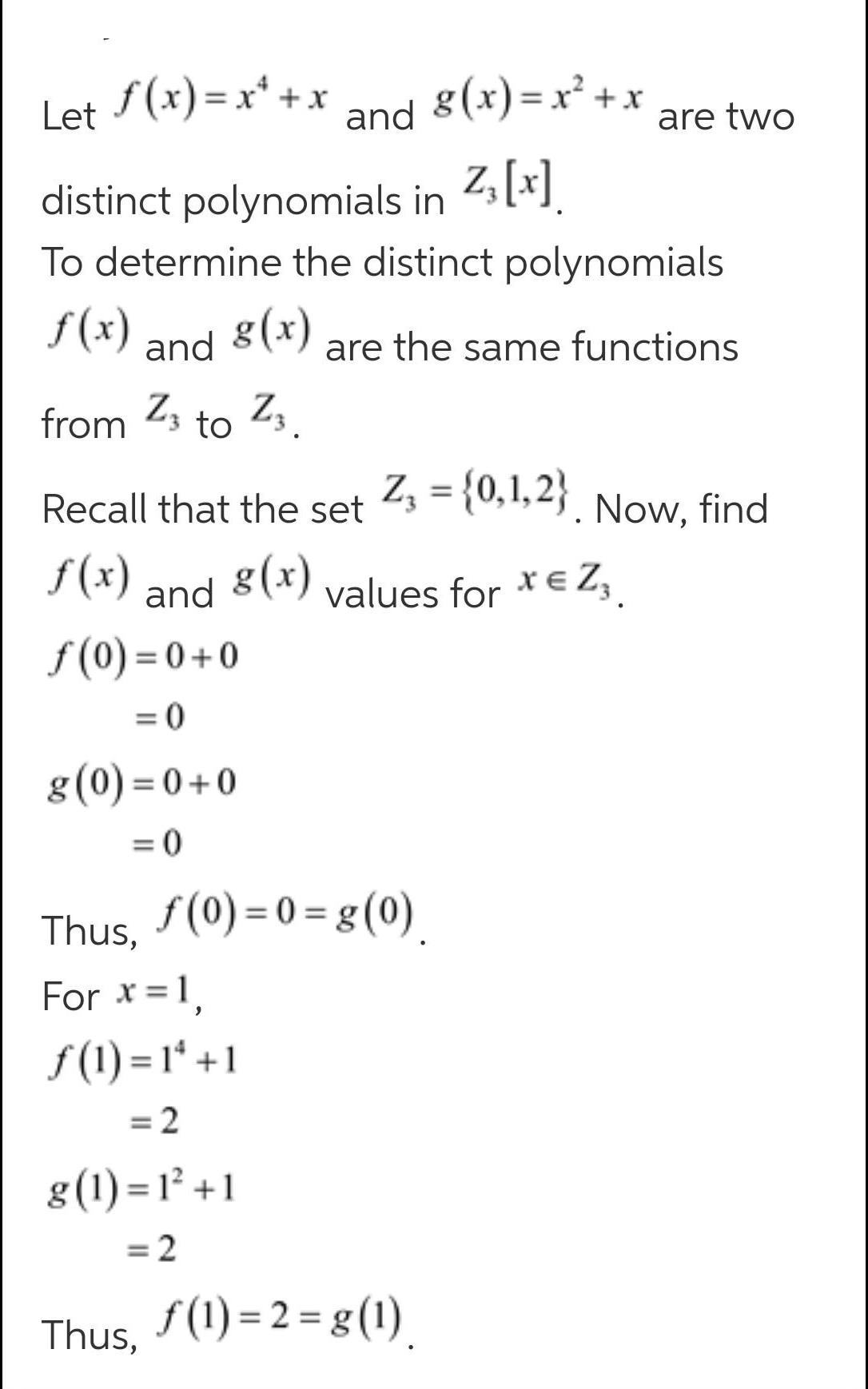 2. in zs[x], show that the distinct polynomials + x and 2 +x determine ...