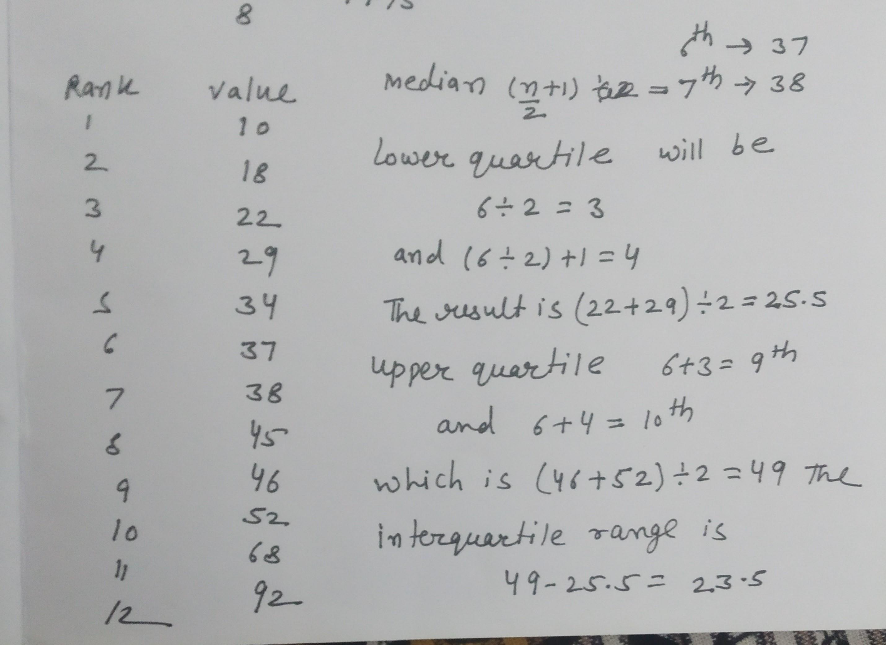 For the following data sets, calculate the quartiles and find the ...