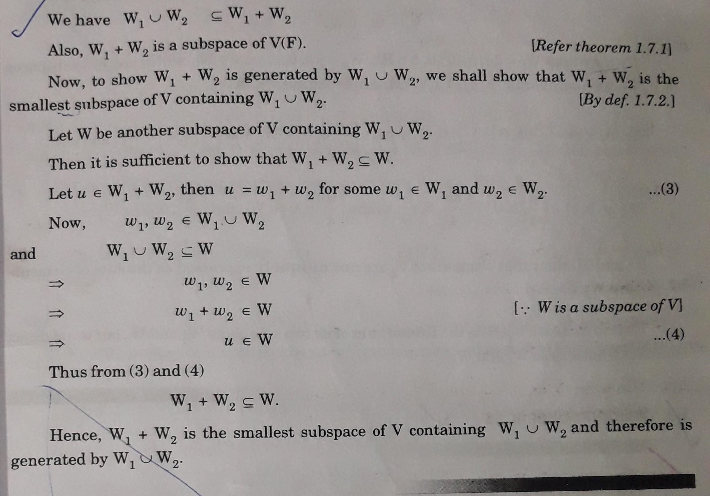 Prove Or Disprove If U And W Are Linear Subspaces Of A Linear Space V With The Bases