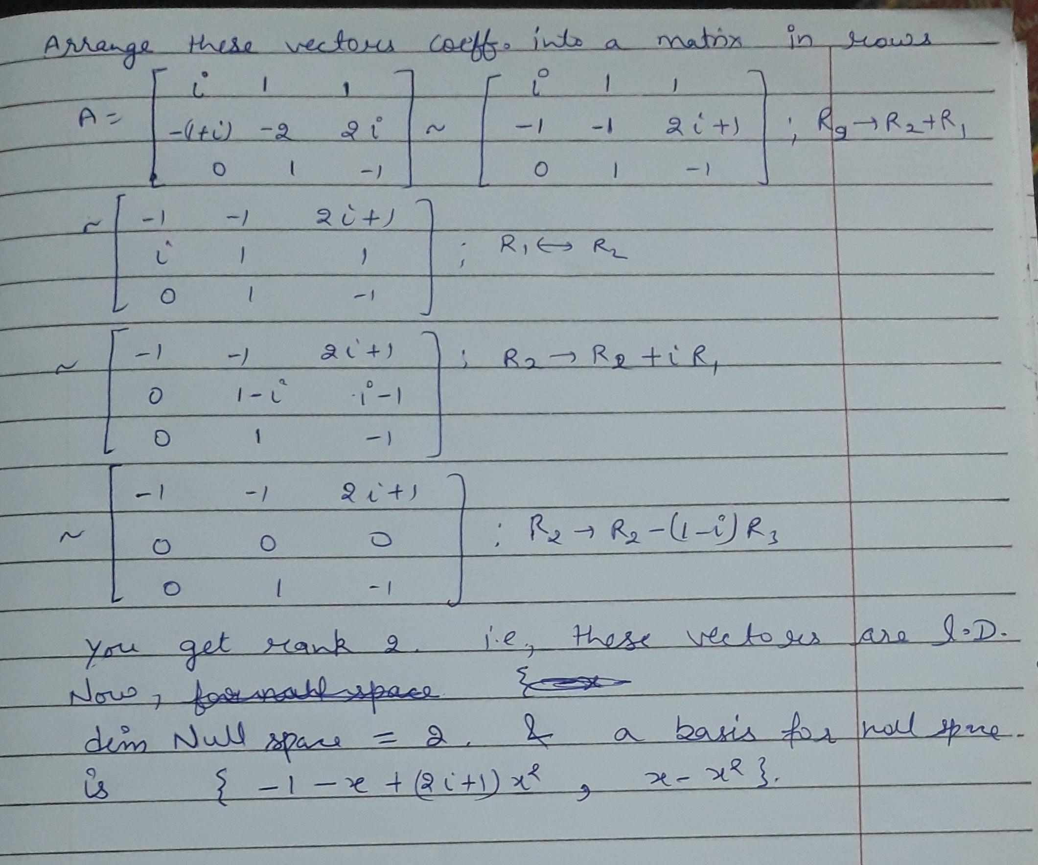 How to find the null space of a matrix a